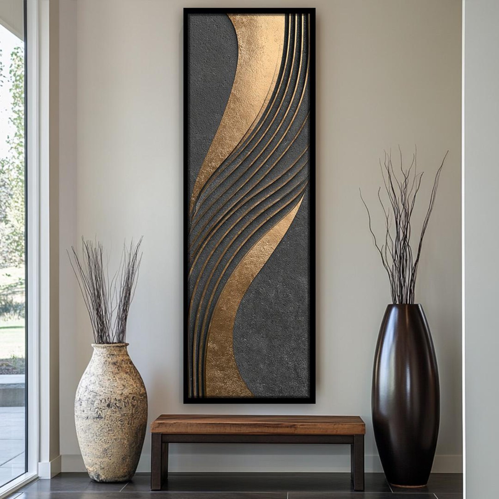 Tall Narrow Modern Abstract Wall Art, Long Vertical Abstract Print for ...