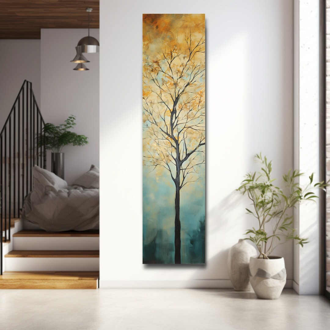 Long Narrow Wall Art, Tall and Thin Canvas Wall Art, Tree Wall Art ...