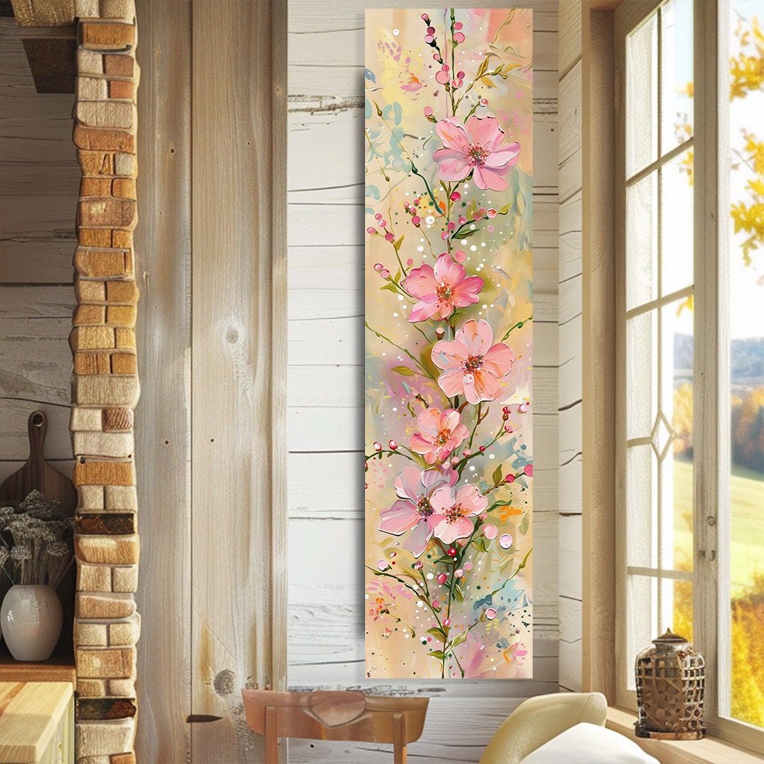 Long Narrow Wall Art, Tall Narrow Wall Art, Vertical Wall Art, Long ...