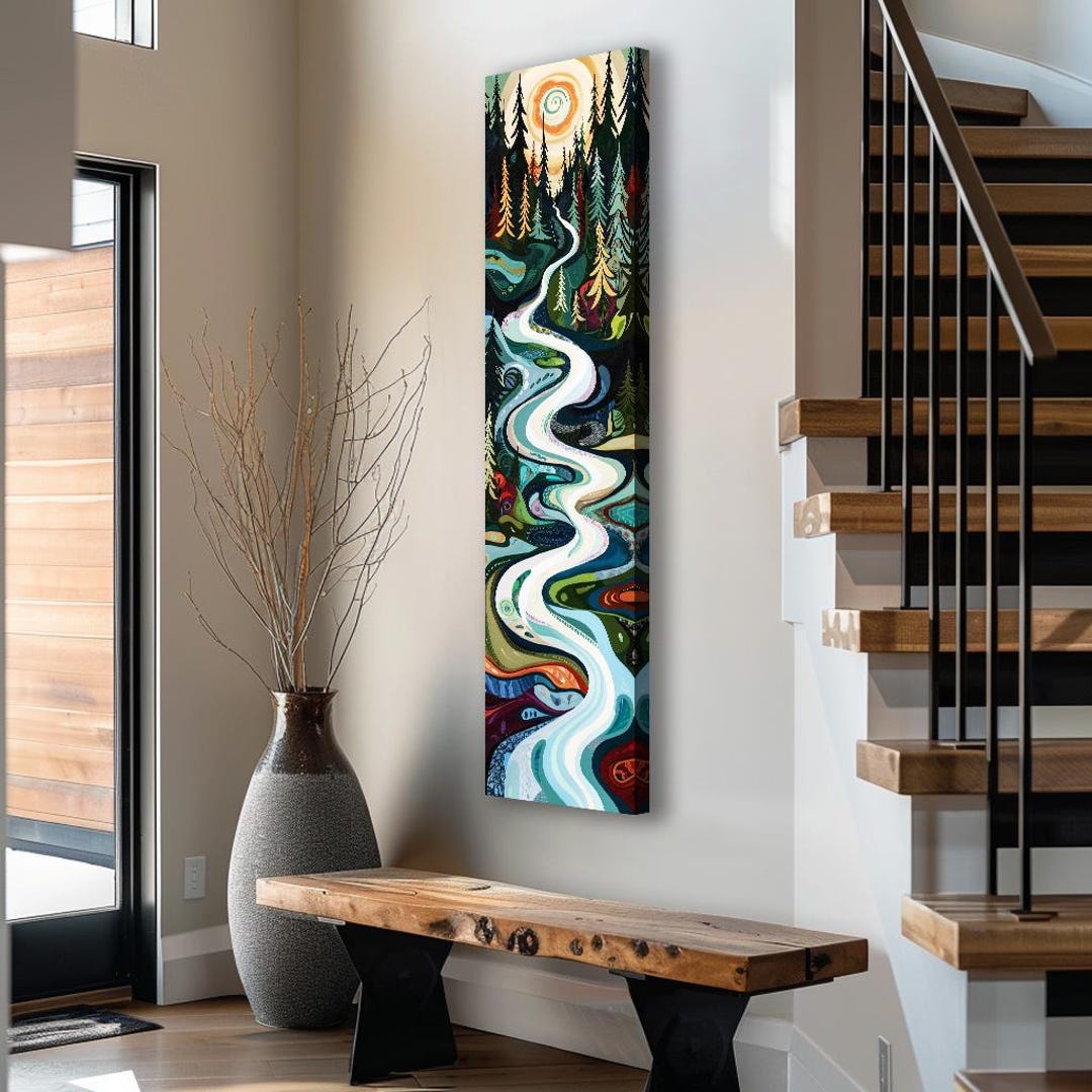 Long Narrow Wall Art, Tall and Thin Canvas Wall Art, Tree Wall Art ...