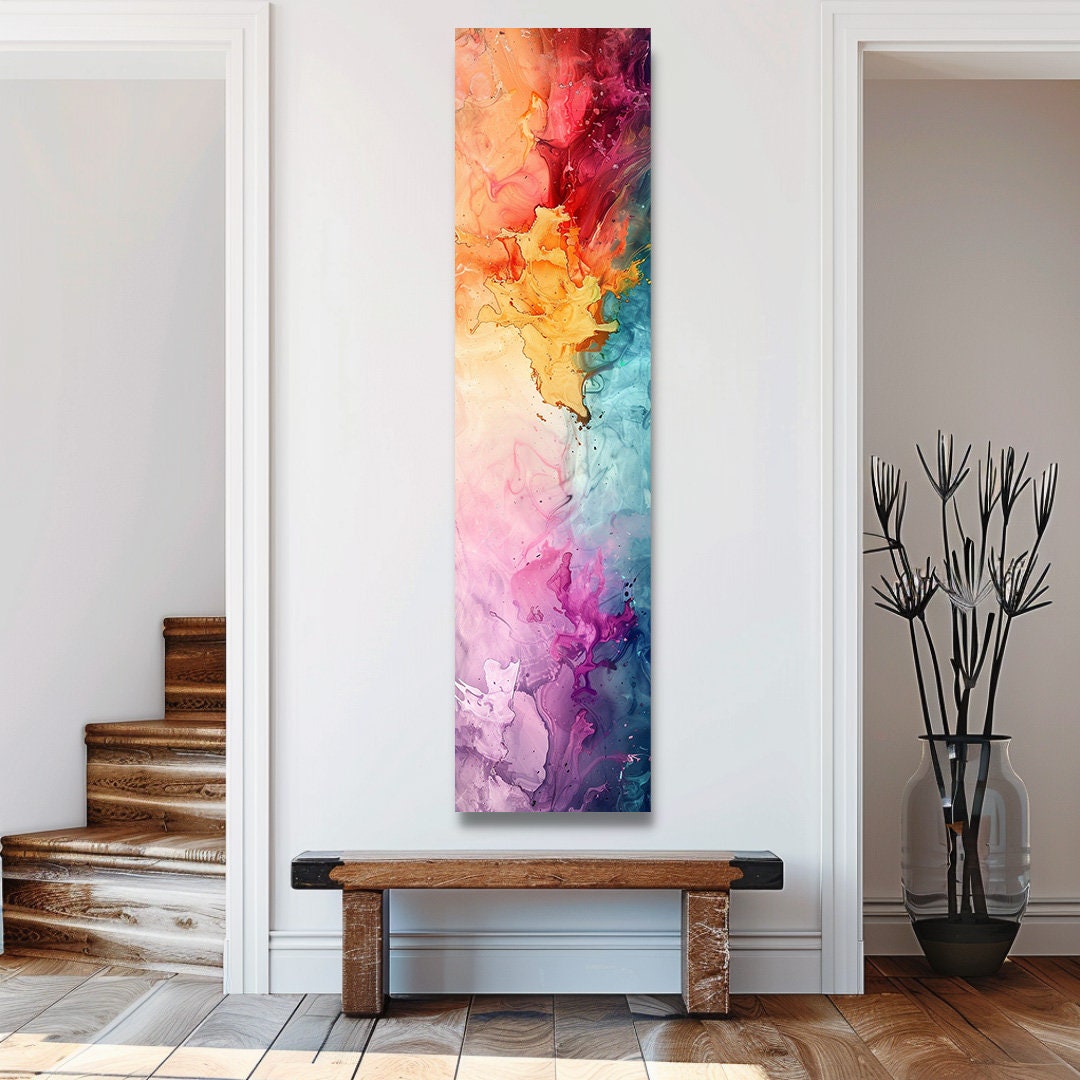 Long Narrow Wall Art, Tall Narrow Wall Art, Vertical Wall Art, Long ...