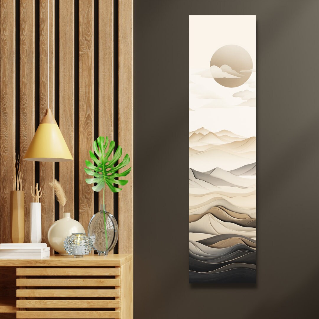 Narrow Wall Art, Tall and Thin Canvas Wall Art, Japandi Wall Art ...