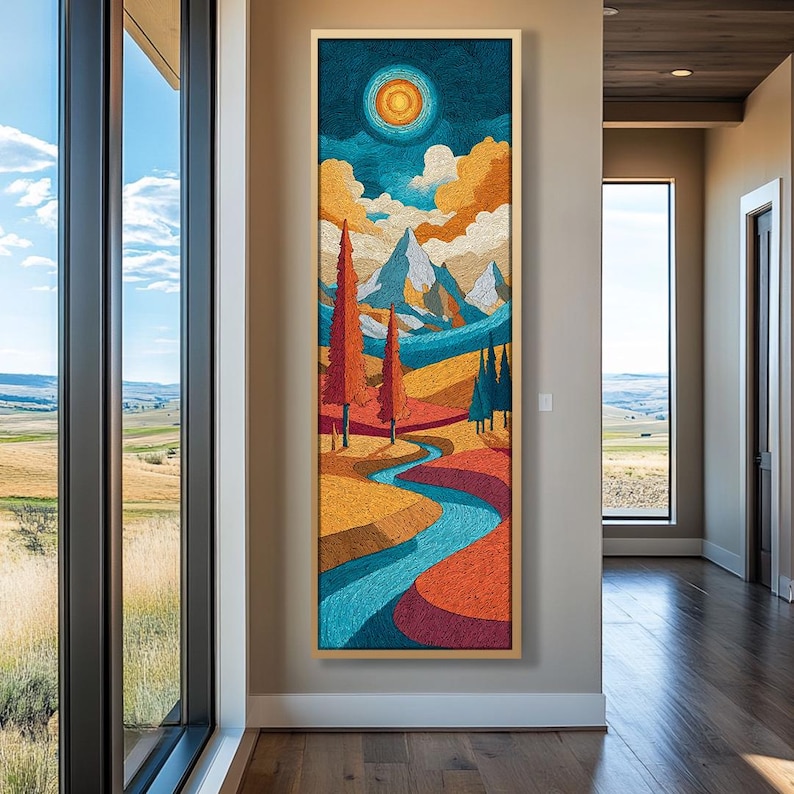 Long Narrow Wall Art, Tall and Thin Canvas Wall Art, Modern Nature Wall ...