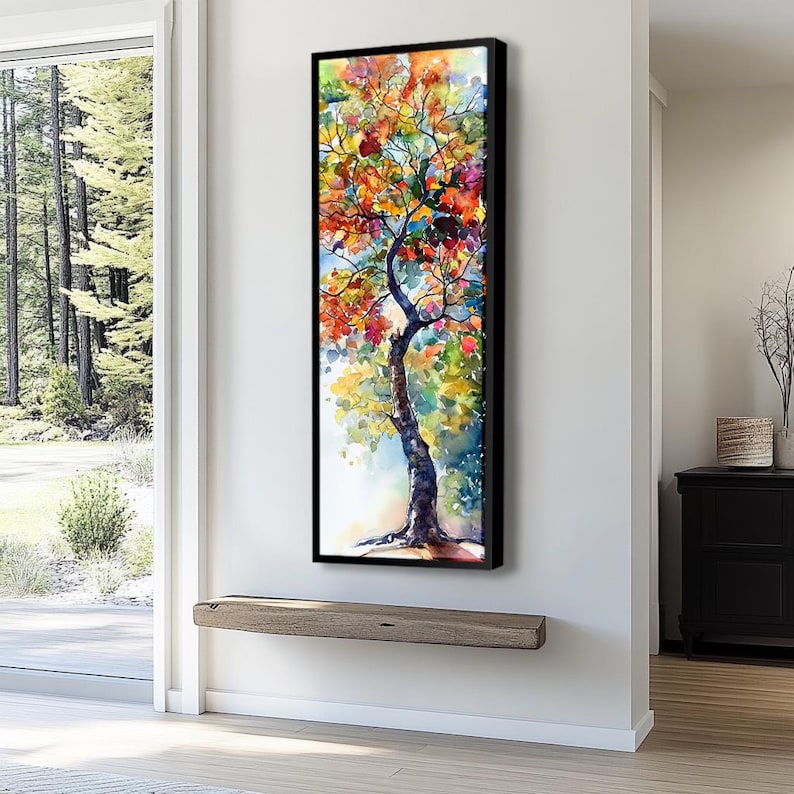 Tall Vertical Nature Wall Art, Tall Narrow Art, Tree Wall Art, Vertical ...