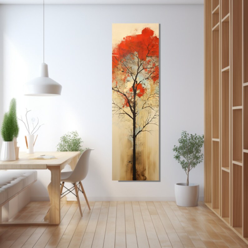 Long Narrow Wall Art Tall and Thin Canvas Wall Art Tree Wall - Etsy