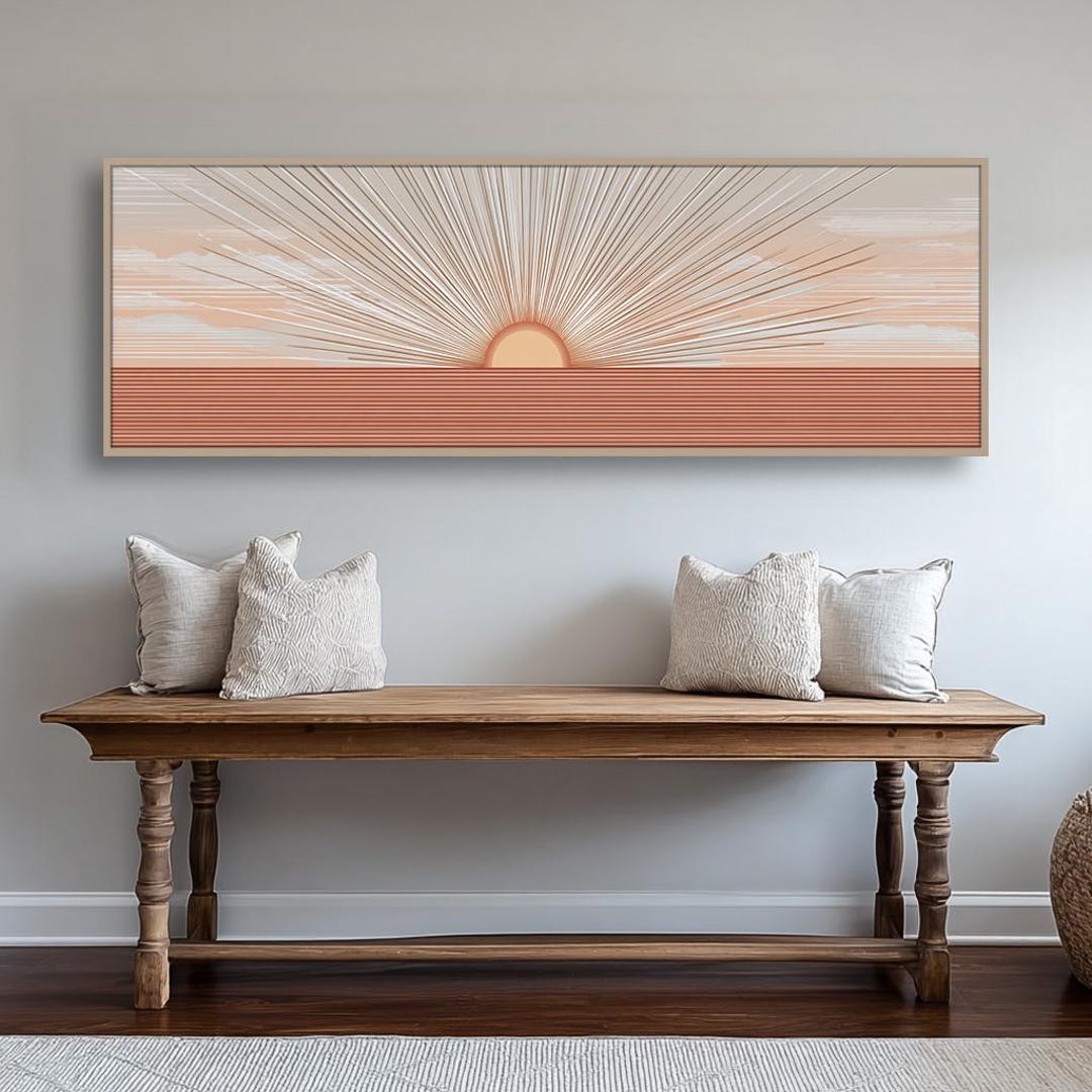 Long Horizontal Abstract Art, Tall Thin Framed Canvas Print, Narrow ...