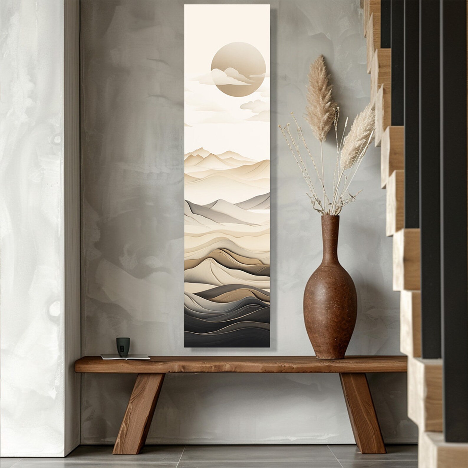 Narrow Wall Art, Tall and Thin Canvas Wall Art, Japandi Wall Art ...