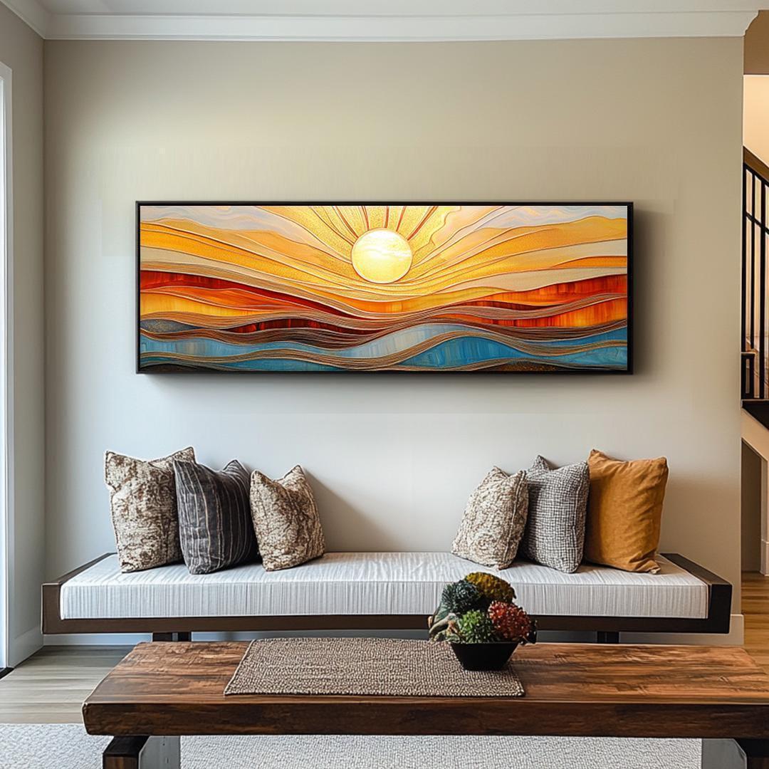 Sunset Horizontal Long Narrow Wall Art, Nature Horizontal Abstract ...