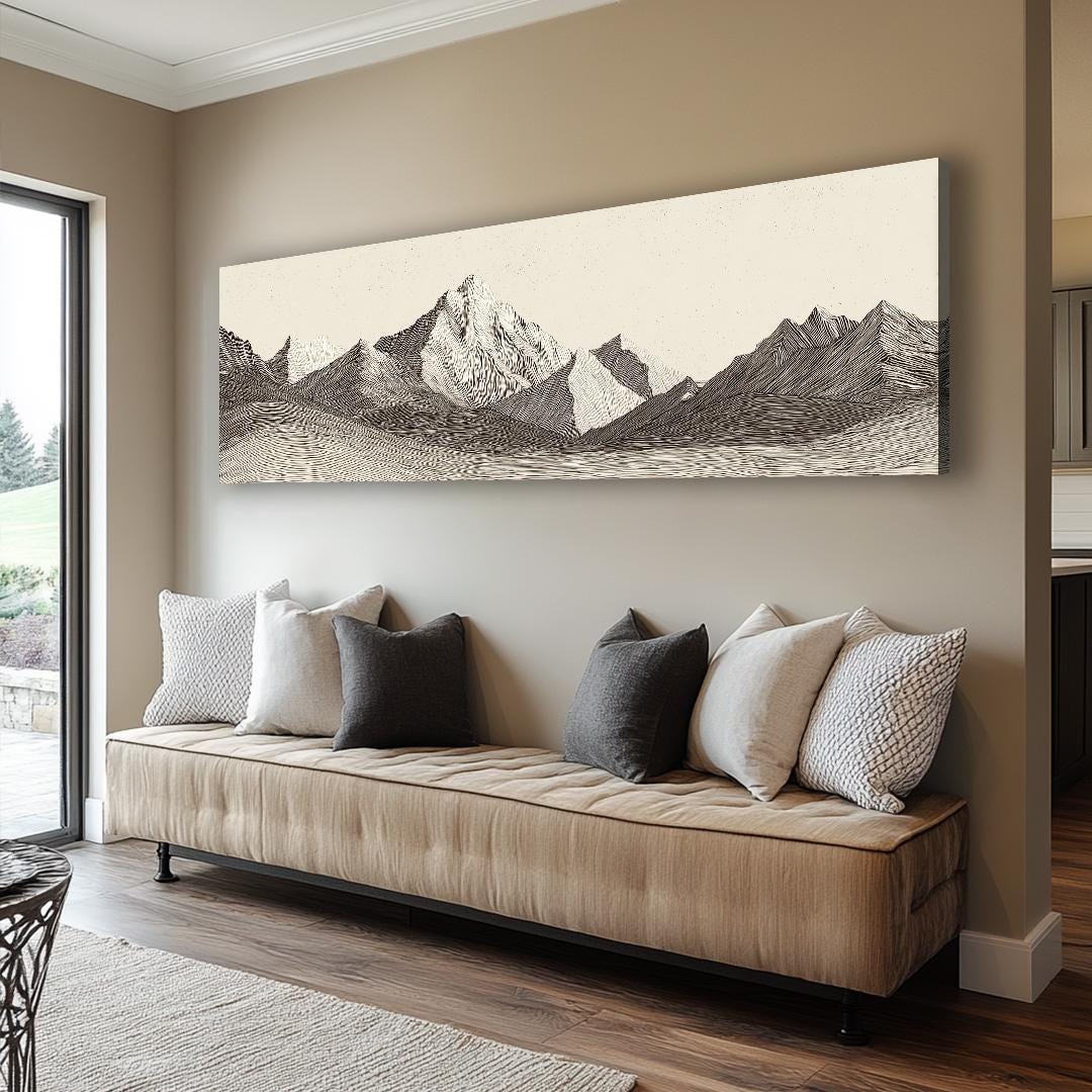 Wide Horizontal Abstract Wall Art, Modern Abstract Art, Long Narrow ...