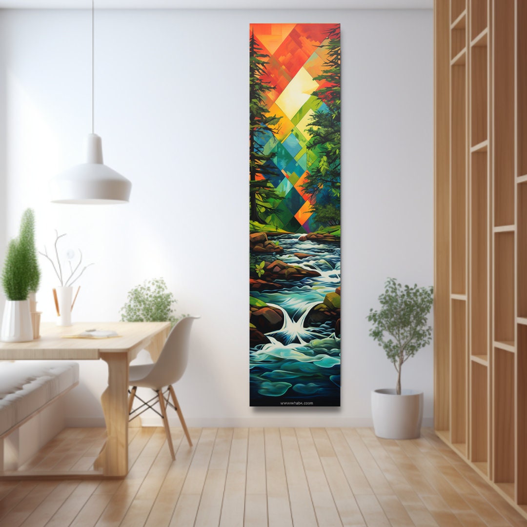 Long Narrow Wall Art, Tall and Thin Canvas Wall Art, River Wall Art ...