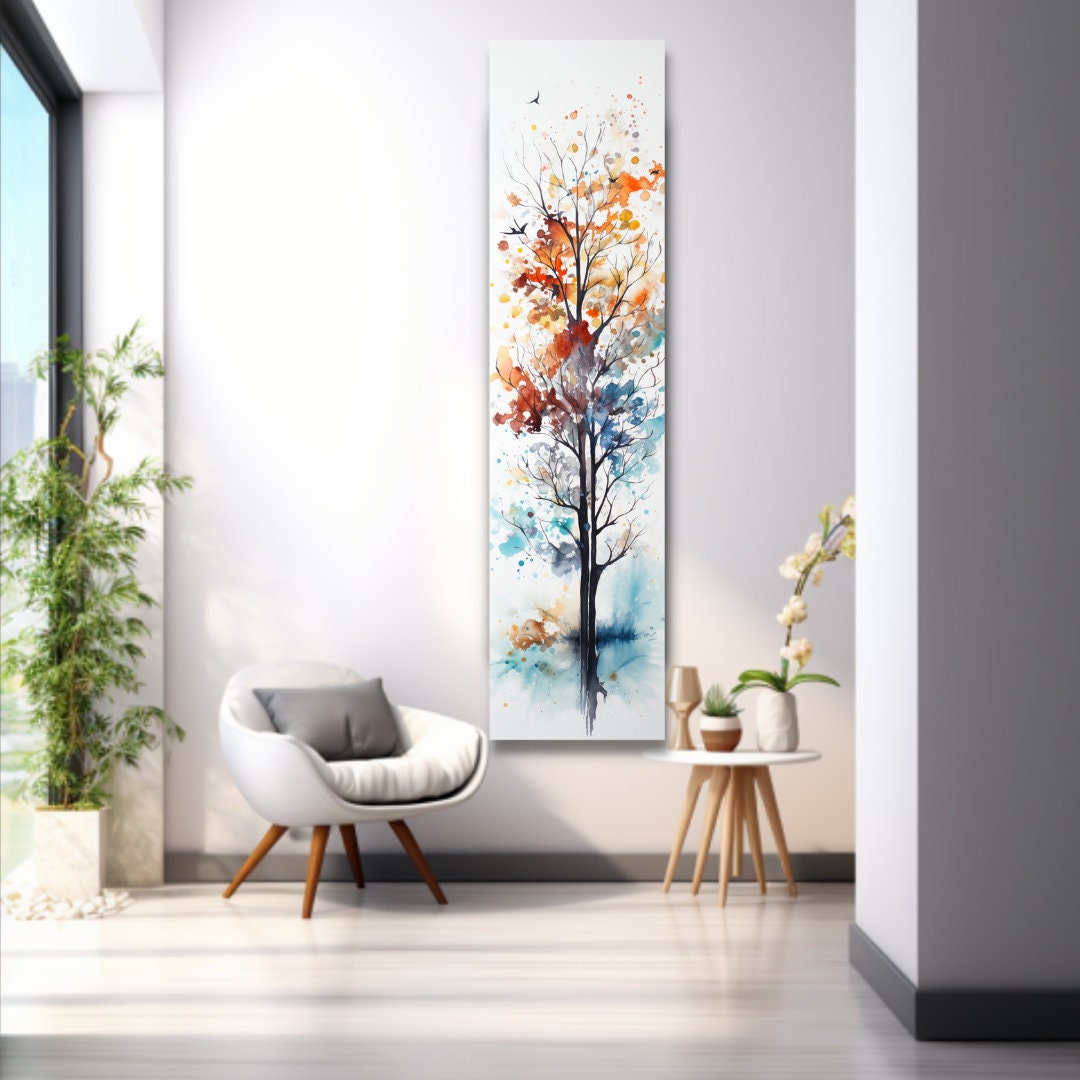 Long Narrow Wall Art, Tall and Thin Canvas Wall Art, Tree Wall Art ...