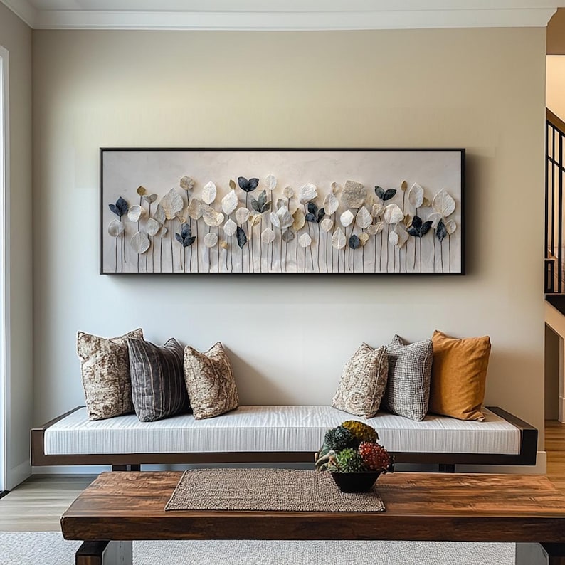 Wide Horizontal Abstract Nature Wall Art, Modern Abstract Art, Narrow ...