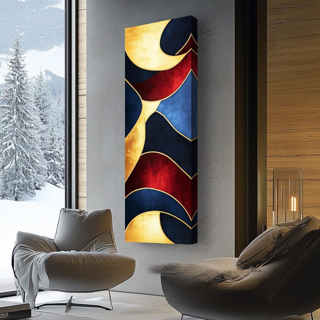 Long Narrow Wall Art, Tall Narrow Wall Art, Abstract Art, Vertical Wall ...