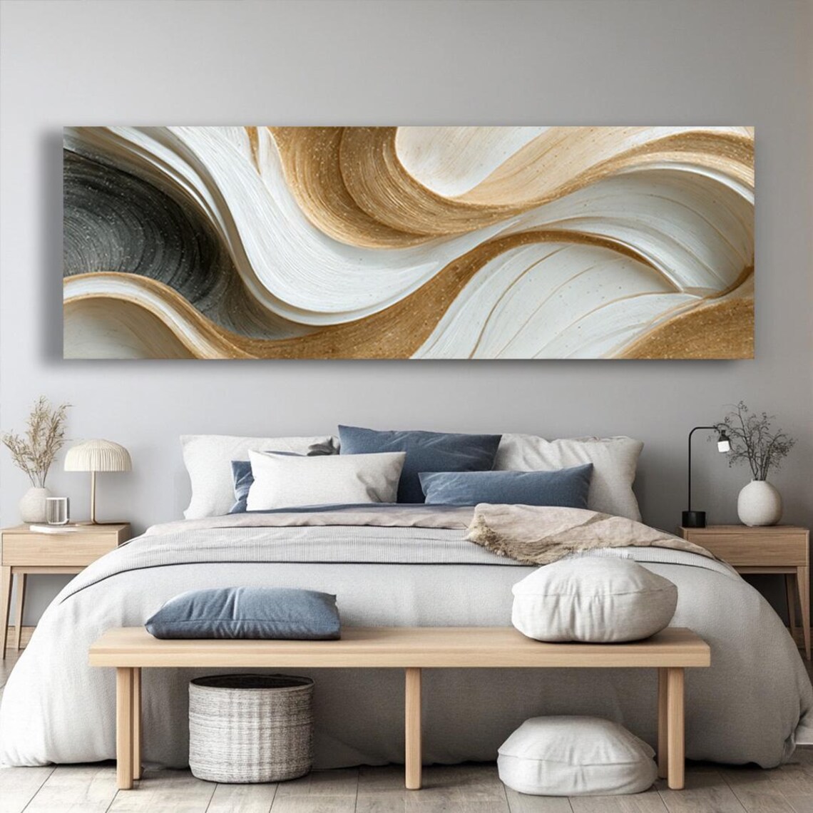 Wide Horizontal Abstract Nature Wall Art, Modern Abstract Art, Narrow ...