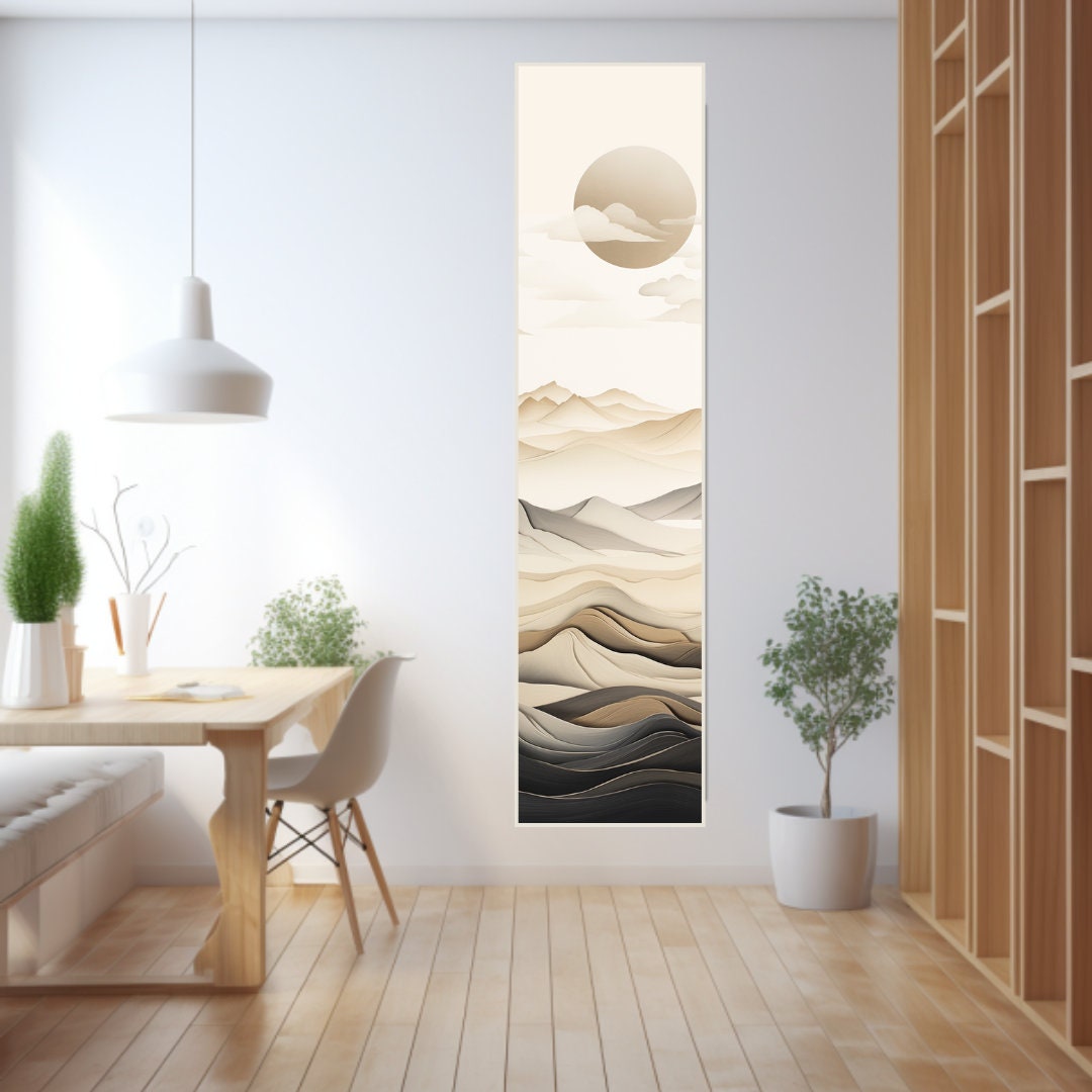 Narrow Wall Art, Tall and Thin Canvas Wall Art, Japandi Wall Art ...