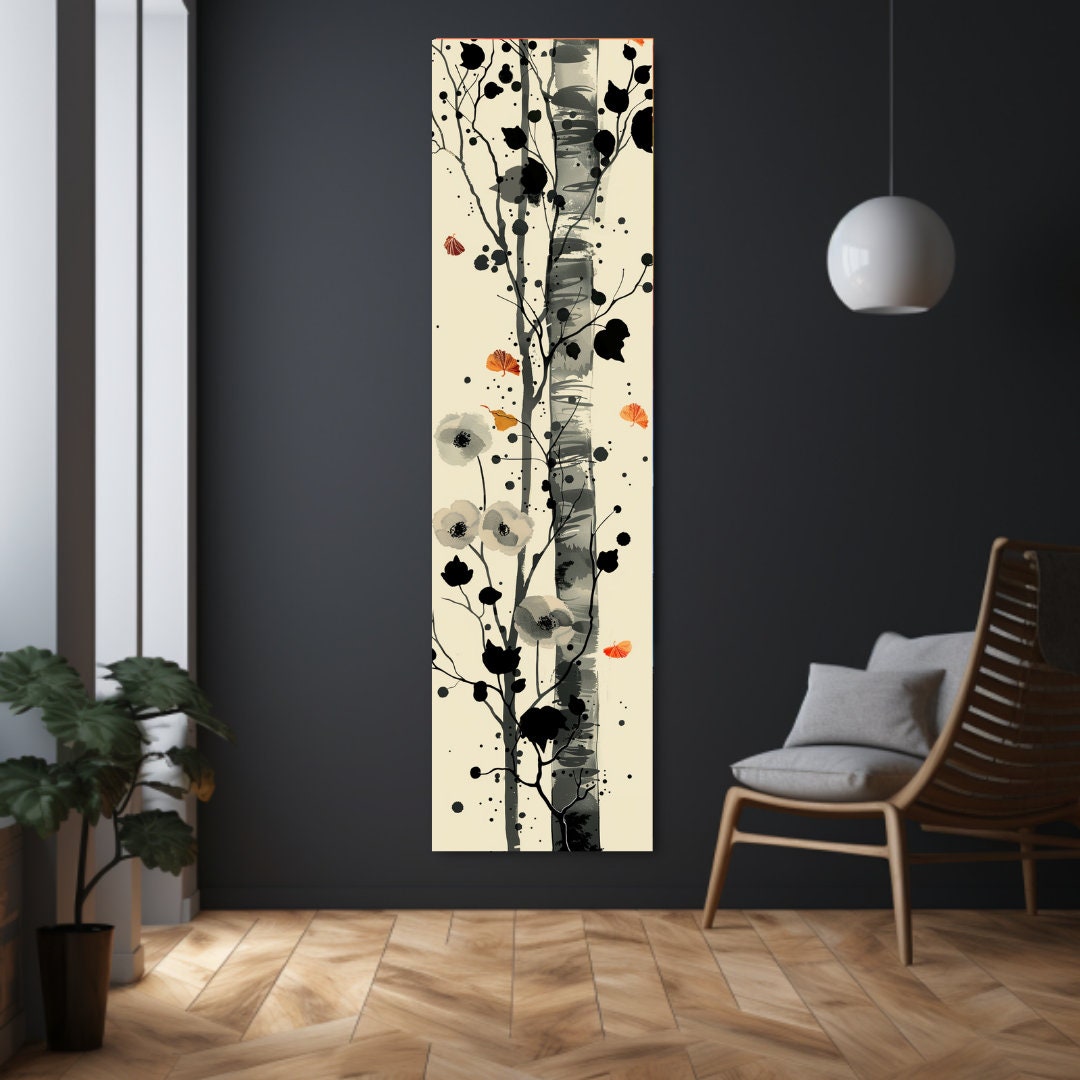 Long Narrow Wall Art, Tall Narrow Wall Art, Vertical Wall Art, Long ...