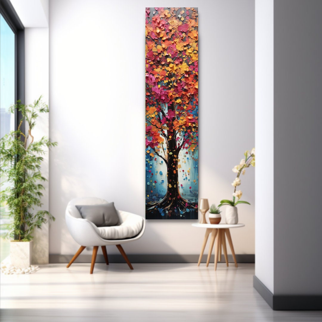 Long Narrow Wall Art, Tall and Thin Canvas Wall Art, Tree Wall Art ...