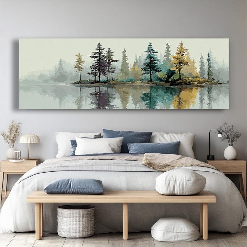 Narrow Horizontal Nature Mountain Canvas Print, Abstract Modern Art ...