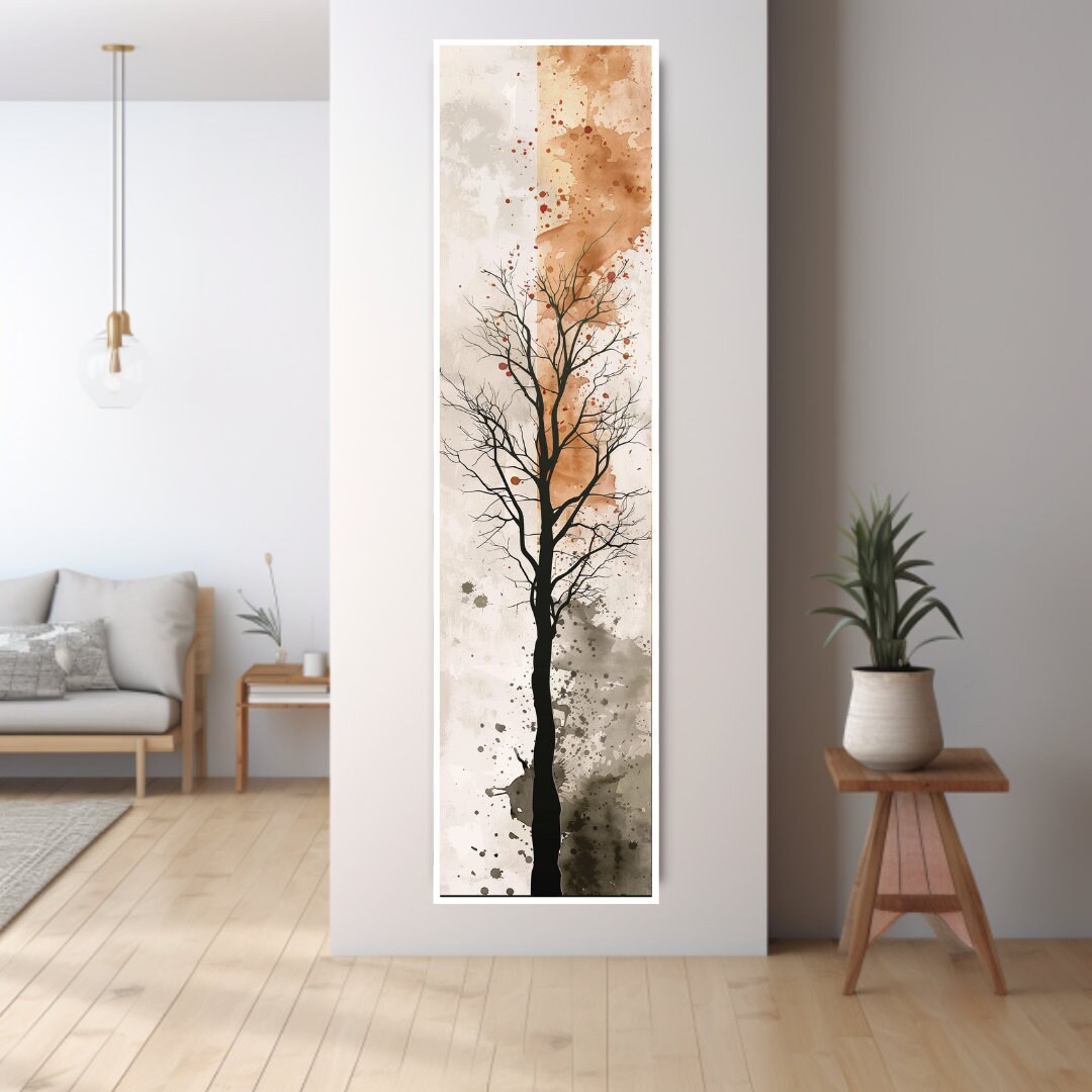 Long Narrow Wall Art, Tall Narrow Wall Art, Vertical Wall Art, Long ...