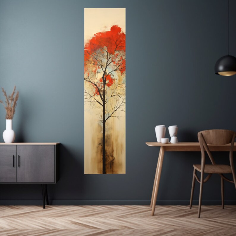 Long Narrow Wall Art Tall and Thin Canvas Wall Art Tree Wall - Etsy