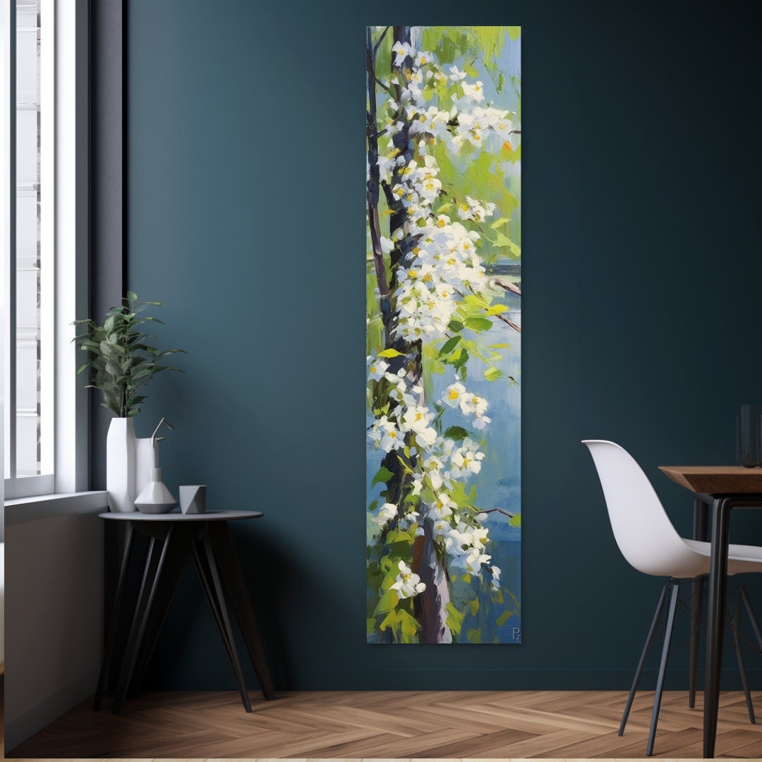 Long Narrow Wall Art, Tall Narrow Wall Art, Vertical Wall Art, Long ...