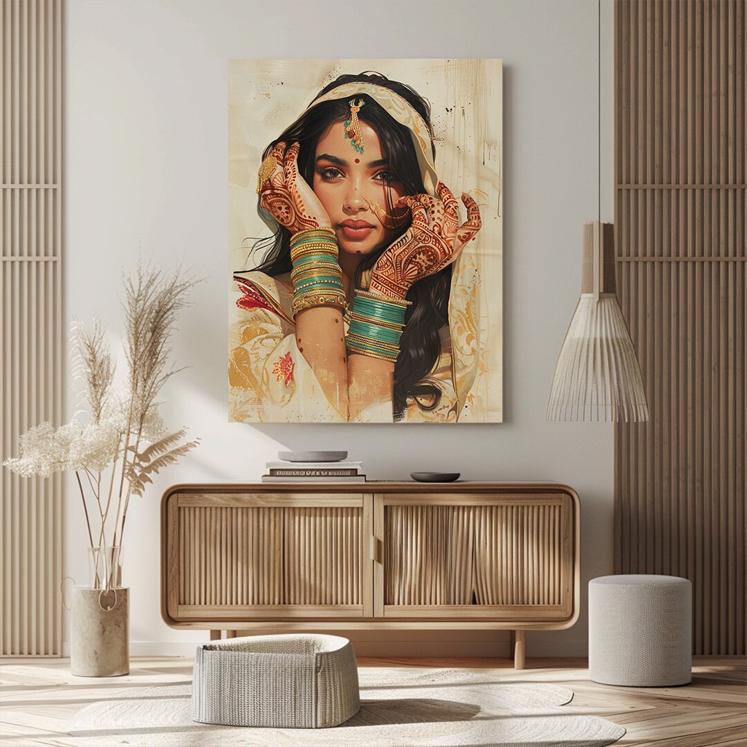 Desi Wall Art, Desi Wall Painting, Indian Woman Wall Art, Hindu Wall ...