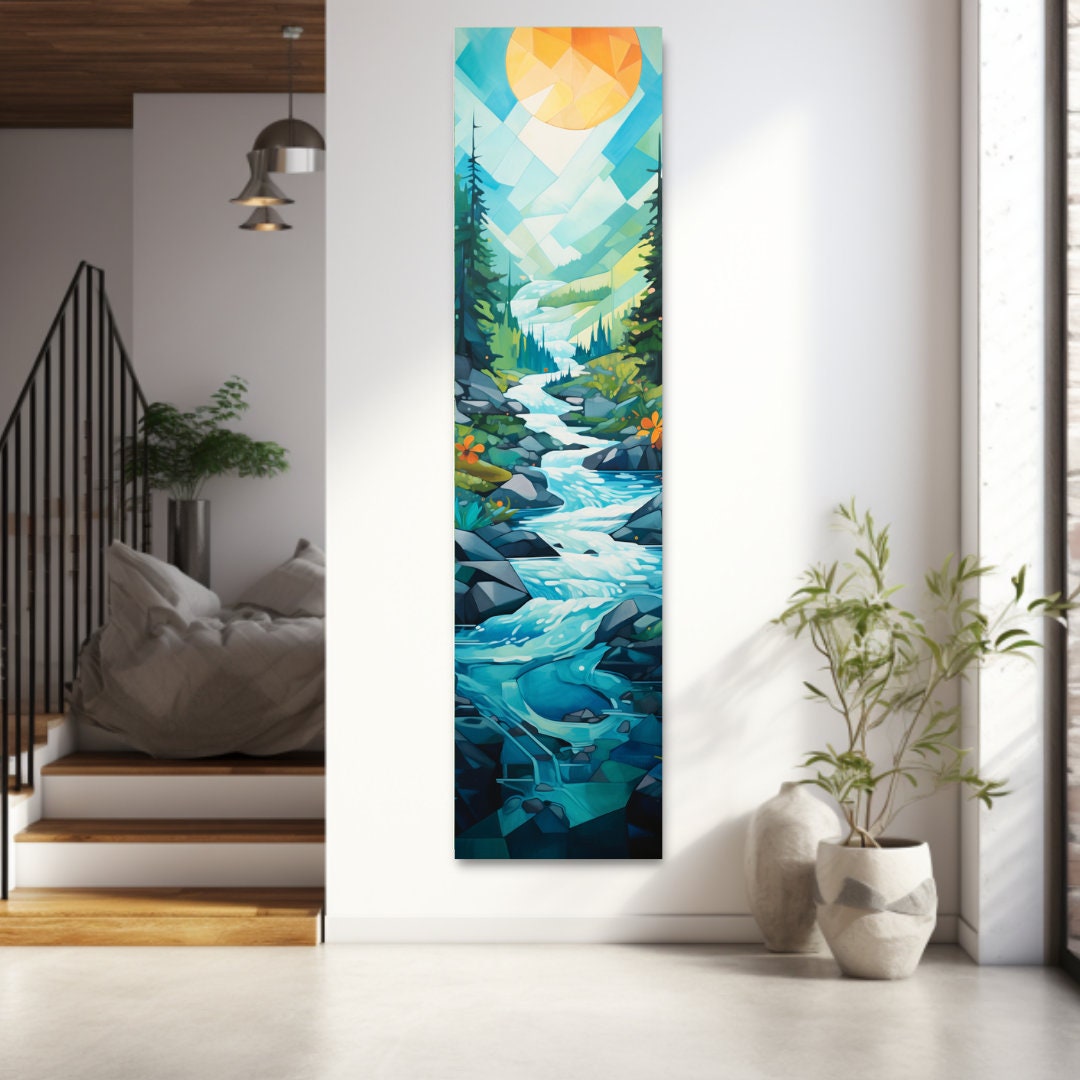 Long Narrow Wall Art, Tall and Thin Canvas Wall Art, River Wall Art ...