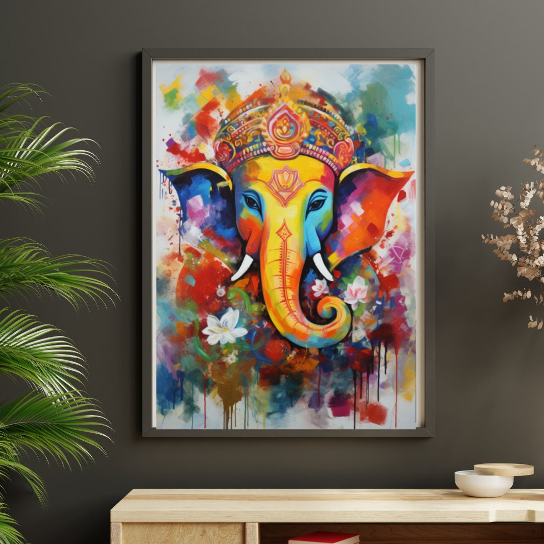 Lord Ganesha Wall Art , Hindu God Lord Ganesha Print, Ganesha, Ganesha ...