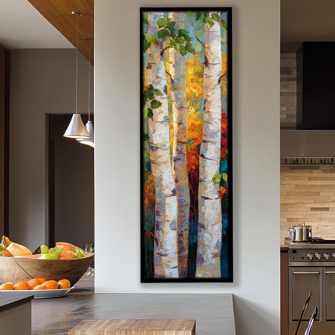 Long Narrow Wall Art, Tall and Thin Canvas Wall Art, Modern Nature Wall ...