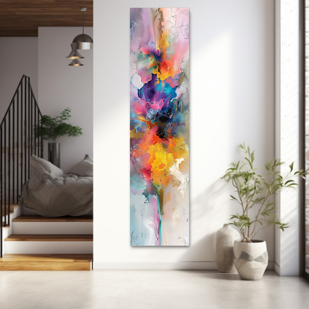 Long Narrow Wall Art, Tall Narrow Wall Art, Vertical Wall Art, Long ...