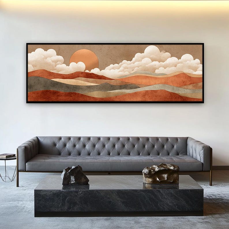 Narrow Horizontal Abstract Wall Art Abstract Modern Art, Wide ...