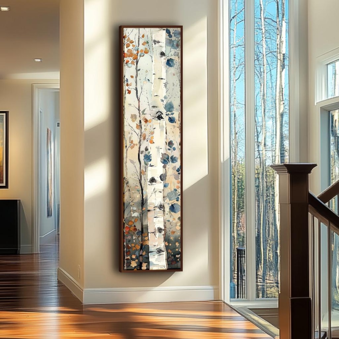 Long Narrow Wall Art, Tall Narrow Wall Art, Tree Wall Art, Vertical ...