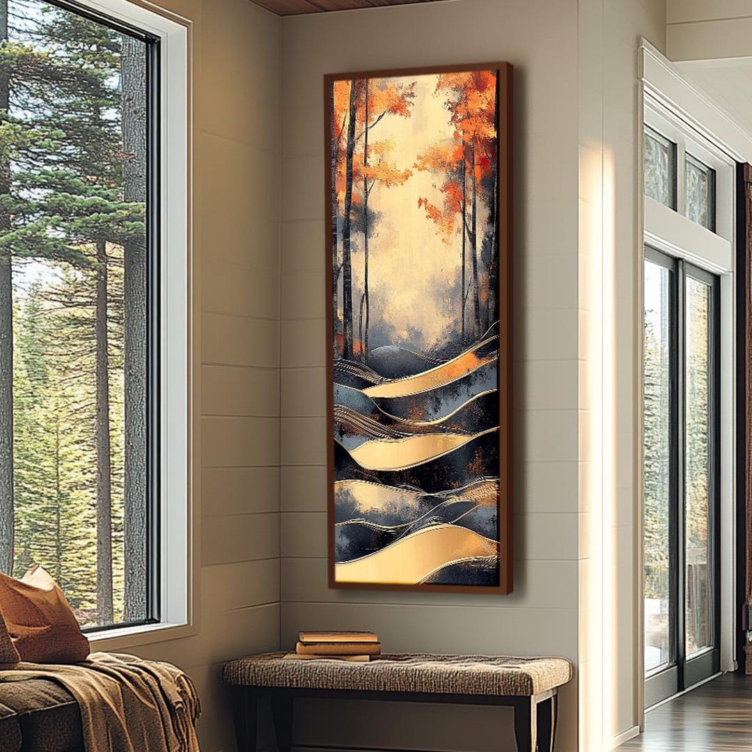 Tall and Thin Nature Wall Art- Long Vertical Modern Nature Canvas Print ...