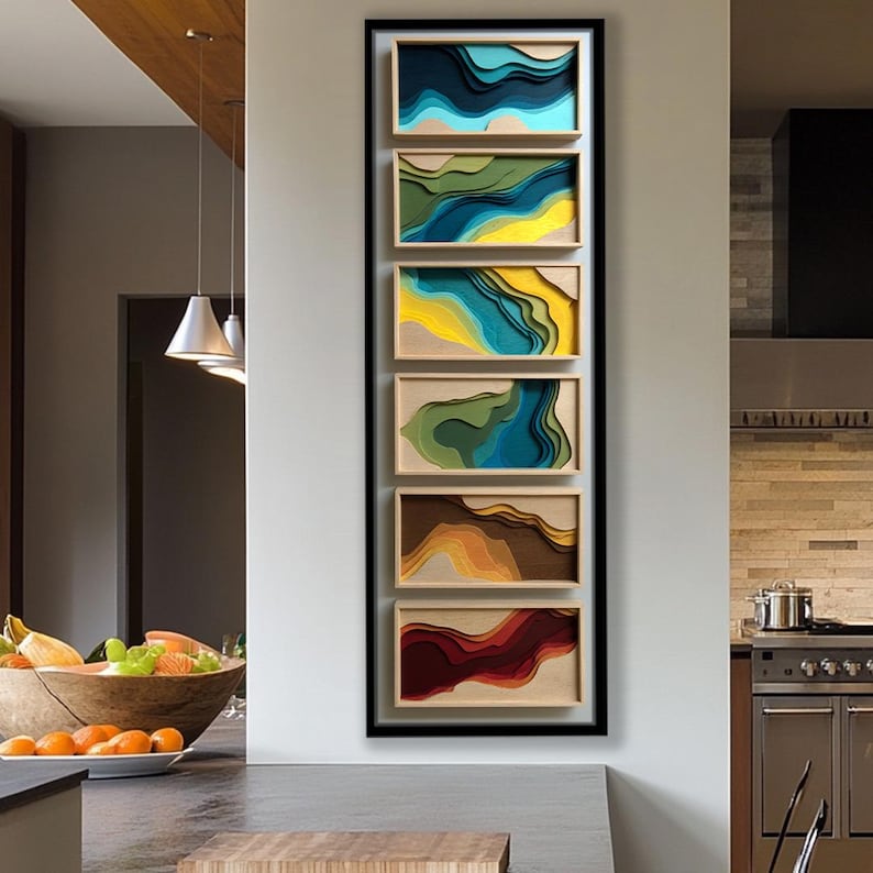 Long Narrow Abstract Wall Art, Tall and Thin Canvas Art Print, Modern ...