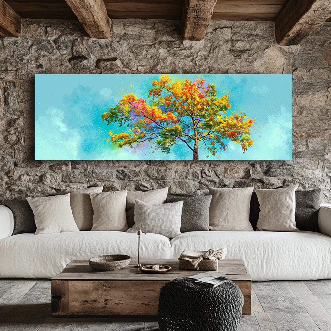 Narrow Horizontal Nature Mountain Canvas Print, Abstract Modern Art ...