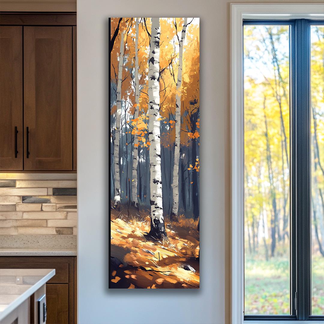 Tall Thin Birch Tree Wall Art, Long Vertical Nature Canvas Print for ...