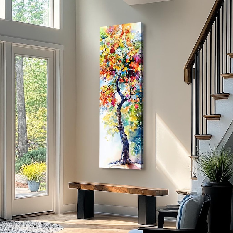 Tall Vertical Nature Wall Art, Tall Narrow Art, Tree Wall Art, Vertical ...