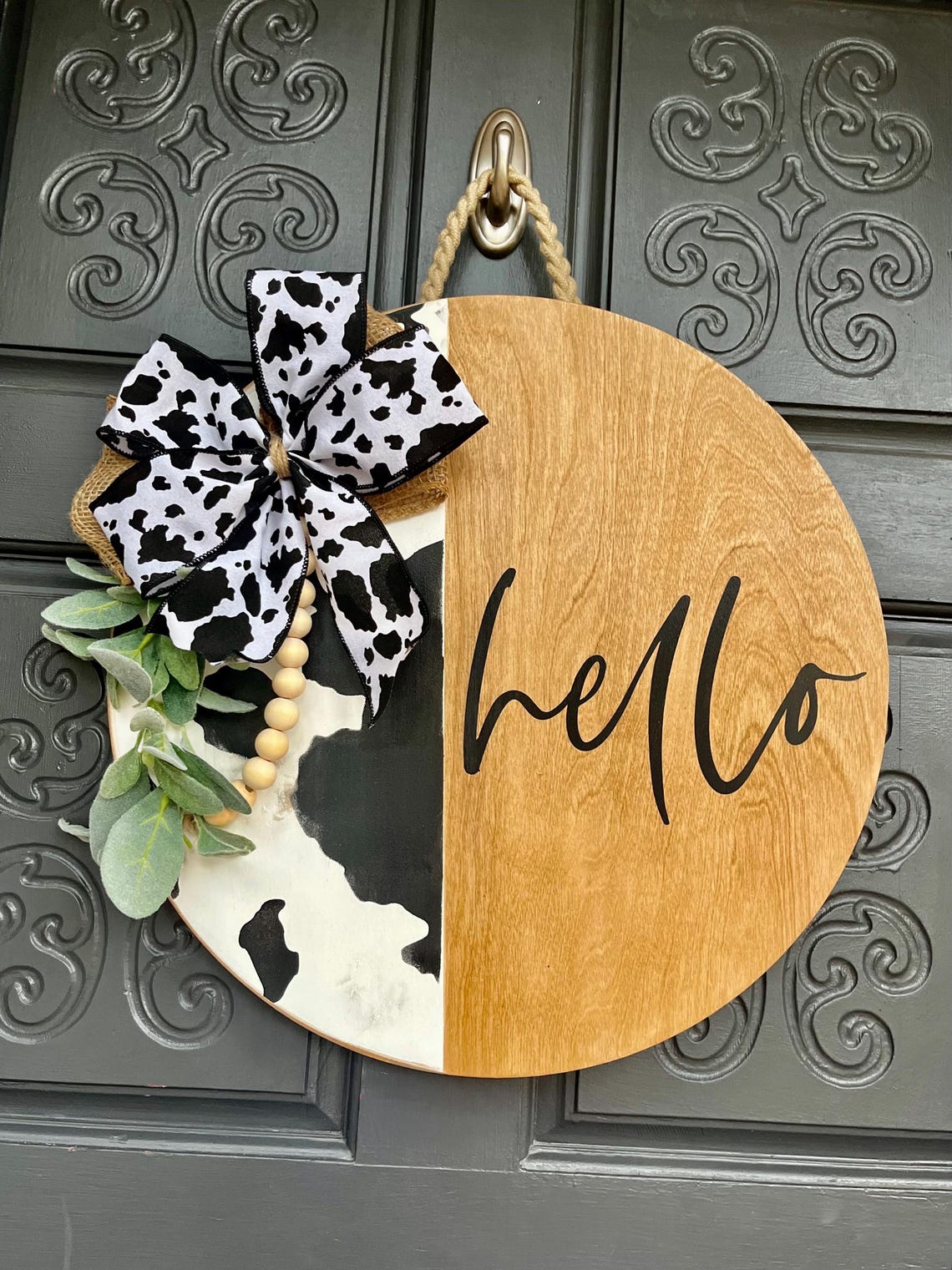 Cow Print | Western | Rustic | Porch Decor | Door Hanger | Porch Leaner ...