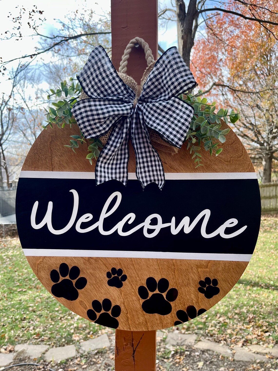 Dog | Paw Print | Porch Decor | Door Hanger | Porch Leaner | Welcome ...