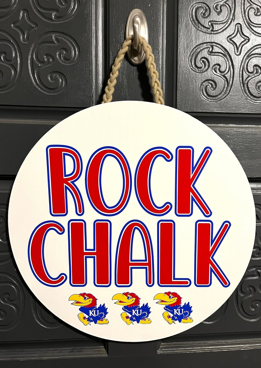 Door Decor | Front Door | Door Sign | Rock Chalk | Jayhawk | KU - Etsy