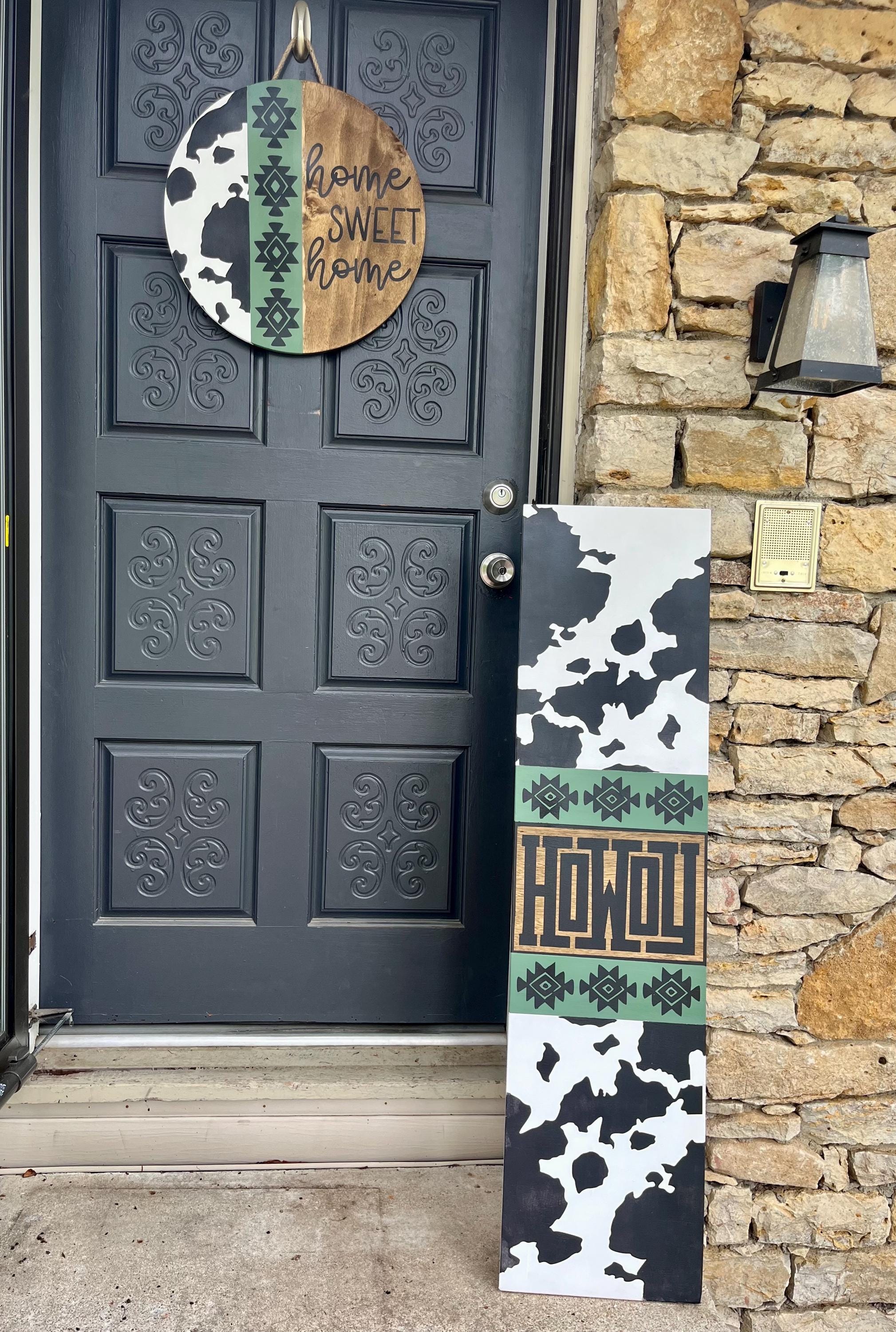 Porch Decor | Porch Leaner | Porch Sign | Wood Sign | Cow Print | Howdy ...