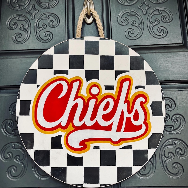 Round Wood Kc Chiefs Sign - Etsy