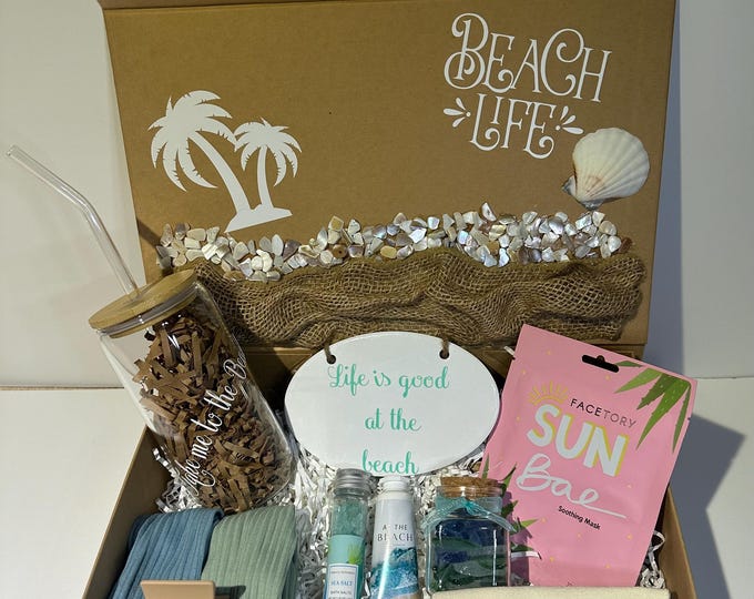 Beach Theme Gift Box: Sea Glass, Bath Salts & Boho Headbands - Etsy