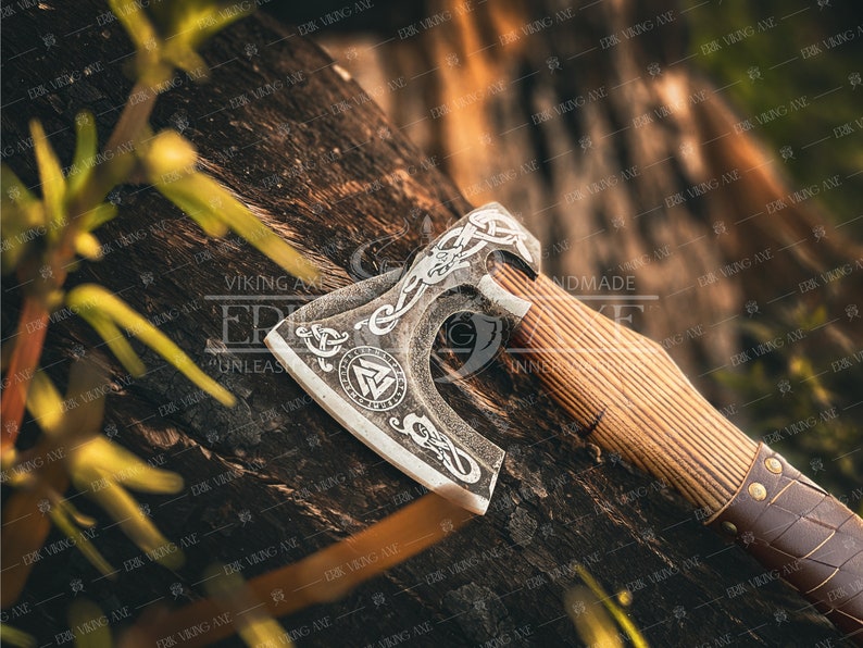Beautiful Custom Handmade Viking Forged Axe, Norse Axe Groomsmen Gift , Birthday, Tomahawk ...