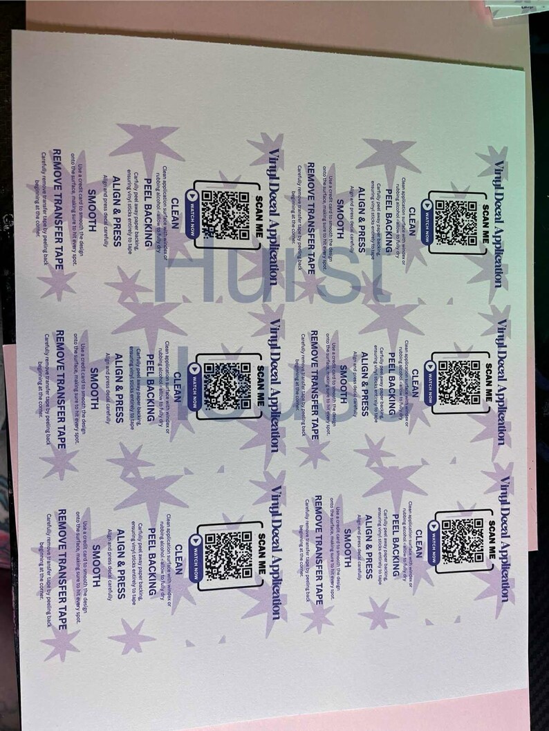 Vinyl Decal Application Guide Printable With QR Code for Video - Etsy