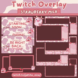 Strawberry Milk/cow Stream Overlay Animated Twitch/youtube - Etsy