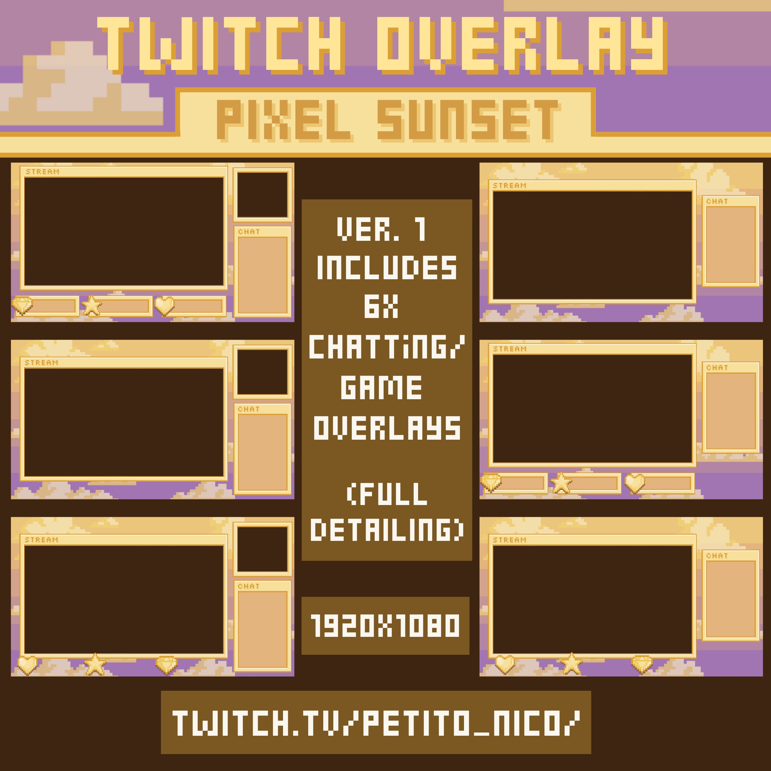 Pixel Sunset Stream Overlay | Animated | Customisable | Youtube/twitch ...