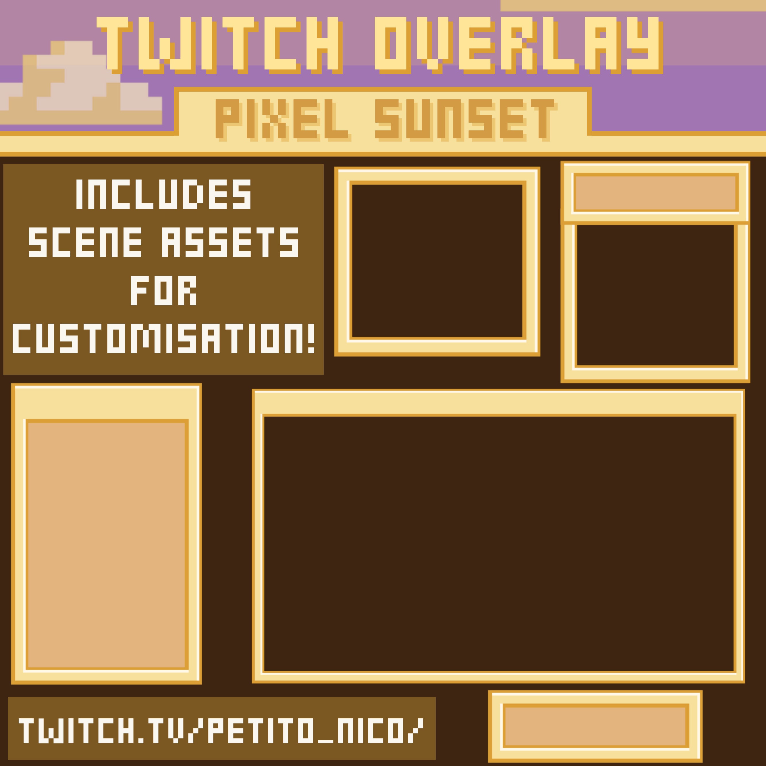 Pixel Sunset Stream Overlay | Animated | Customisable | Youtube/twitch ...