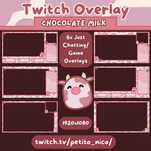 Strawberry Milk/cow Stream Overlay | Animated | Twitch/youtube - Etsy