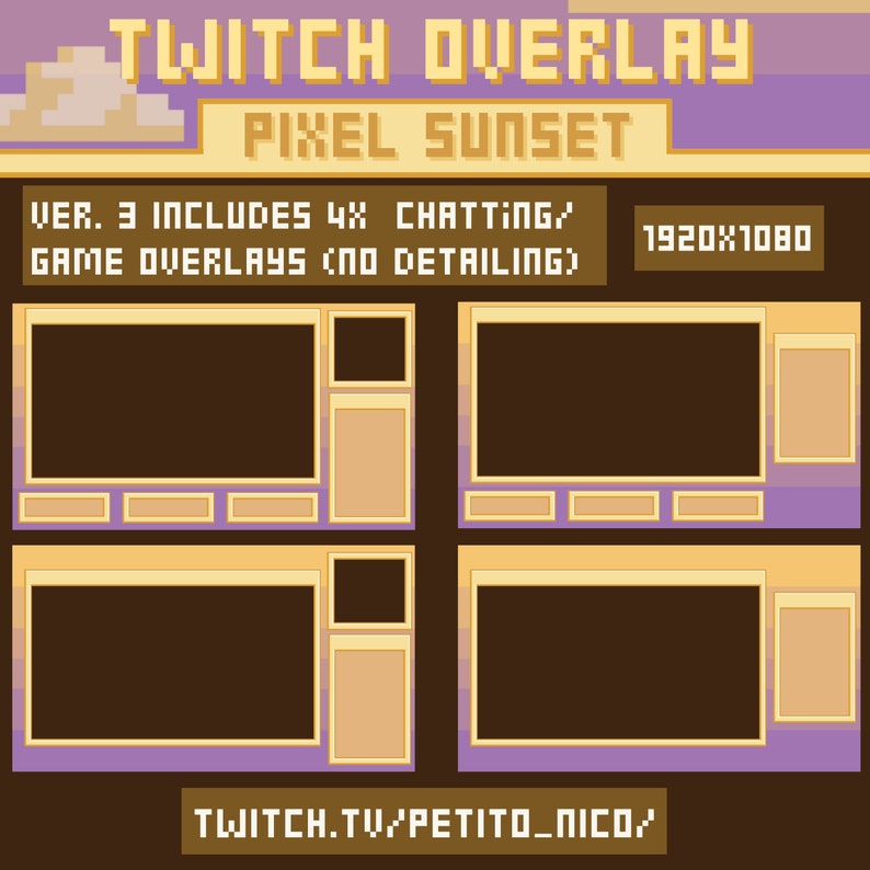 Pixel Sunset Stream Overlay | Animated | Customisable | Youtube/twitch ...